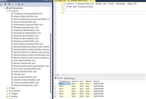 Sql Server Null Values Posted For All But One Column Stack Overflow