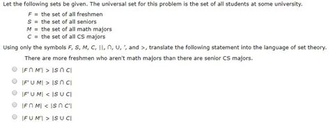 Solved Let The Following Sets Be Given The Universal Set Chegg Com