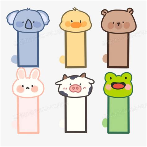 一组可爱动物书签套图PNG图片素材下载 素材PNG 熊猫办公
