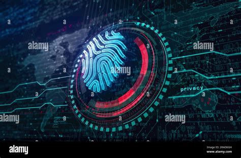 Fingerprint Cyber Biometric Id Security And Identity And Privacy Symbol Digital Concept Network