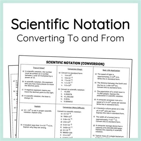 Converting Standard Form Scientific Notation Review Revision Mat