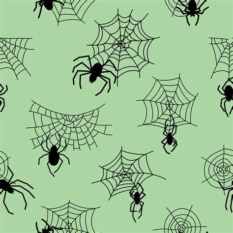 Black Spider And Web Seamless Pattern Scary Spiderweb Of Halloween Symbol Vector Illustration