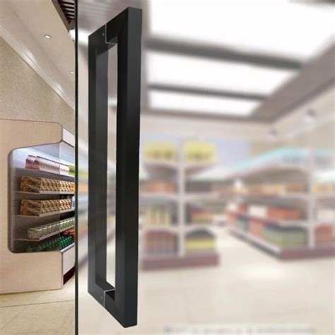 304 Stainless Steel Square Matte Black Glass Door Handle
