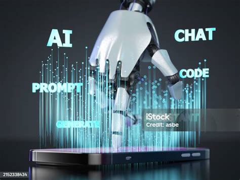 Ai 인공 지능 개념 로봇 손 터치 스마트 폰 Ai 채팅 코드 프롬프트 도우미 0명에 대한 스톡 사진 및 기타 이미지 0명 3차원 형태 Ai 프롬프트 Istock
