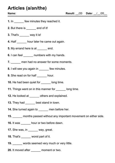 101 Articles Pdf Worksheets With Answers [2145 Exercises] Grammarism