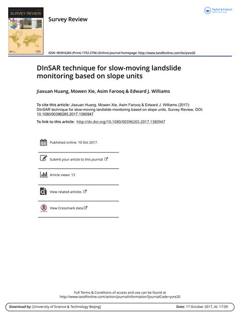 Pdf Dinsar Technique For Slow Moving Landslide Monitoring Based On Slope Units