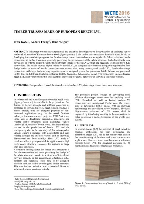 Pdf Timber Trusses Made Of European Beech Lvl