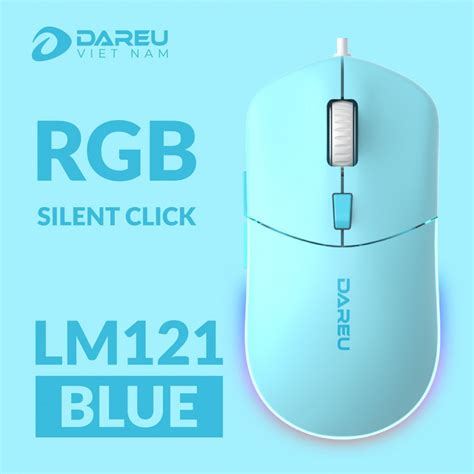 Chuột DAREU LM121 Xanh (RGB, SILENT CLICK)