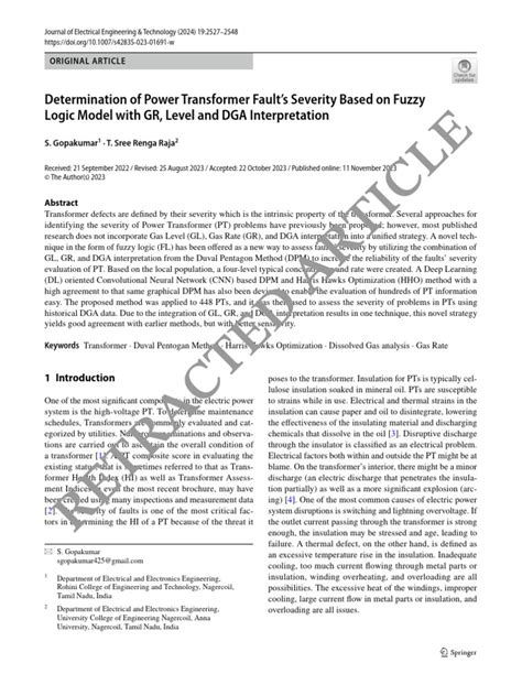 Determination Of Power Transformer Faults Severity Based On Fuzzy