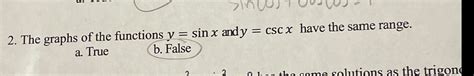 solved the graphs of the functions y sinx ﻿and y cscx ﻿have