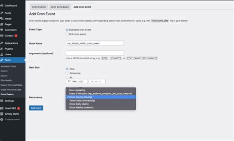 how to schedule exports simply static documentation