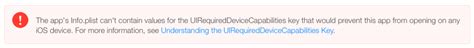 Ios Using Armv7 And Telephony In Info Plist Failed App Submission