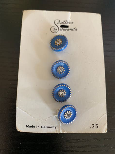 Vintage Glass Buttons Blue Glass Buttons Etsy