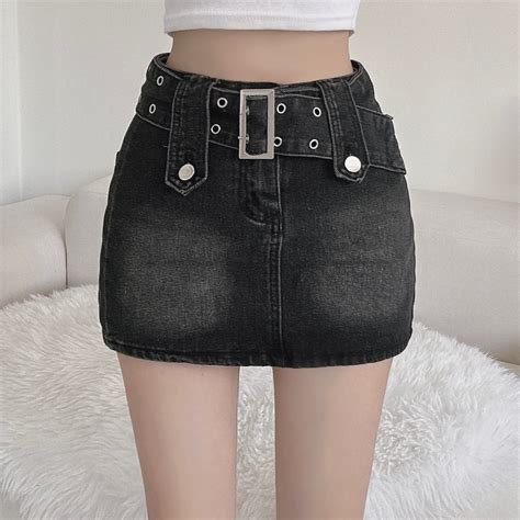 Y2k빈티지속바지ㅇ 락벨트 더블벨트 워싱 청치마 워싱 데님 스커트 벨트치마 하이틴 키치 와투케 미니스커트엘루아코멘트