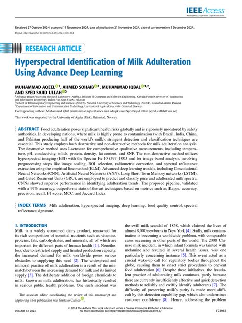 Hyperspectral Identification Of Milk Adulteration Using Advance Deep