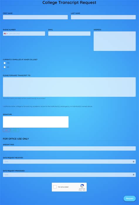 Free College Transcript Request Form Template Formplus
