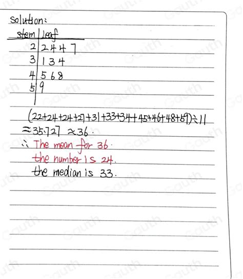 Solved Find The Mean Median And Mode Of The Data Represented By Each
