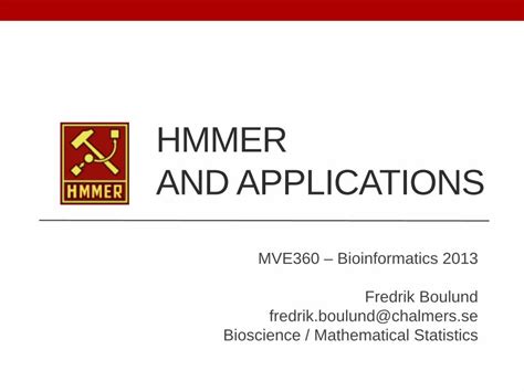pdf hmmer and applications chalmers · hidden markov models in computational biology