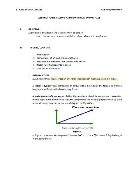Lesson 2 Force Vectors And Equilibrium Of Particles Lesson 2 Force Vectors And Equilibrium