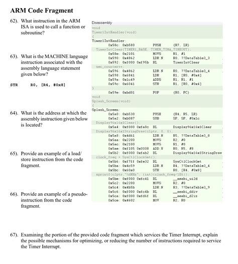 Solved Arm Code Fragment 62 What Instruction In The Arm