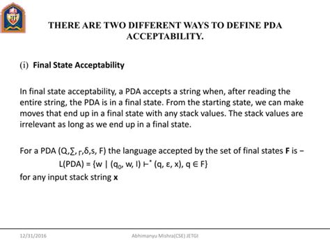 Theory Of Automata And Formal Languages Unit 4 Pptx Programming