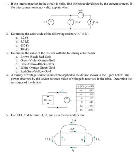 Solved 1 If The Interconnection In The Circuit Is Valid