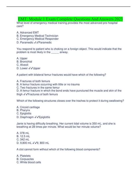 EMT Module Exam Complete Questions And Answers EMT Module Stuvia UK