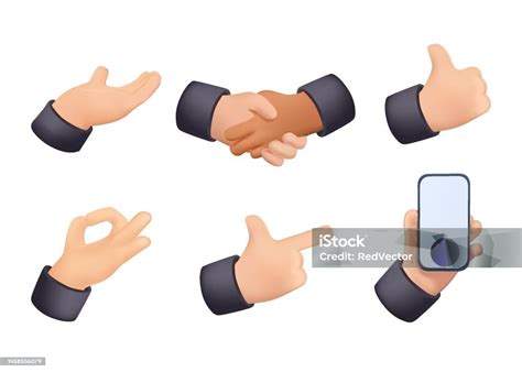 3d 손 제스처는 만화 렌더링 벡터 그림을 설정합니다 손 포즈 손 잡기 가리키는 제스처 손가락 표시 스마트폰에 대한 스톡 벡터 아트 및 기타 이미지 Istock