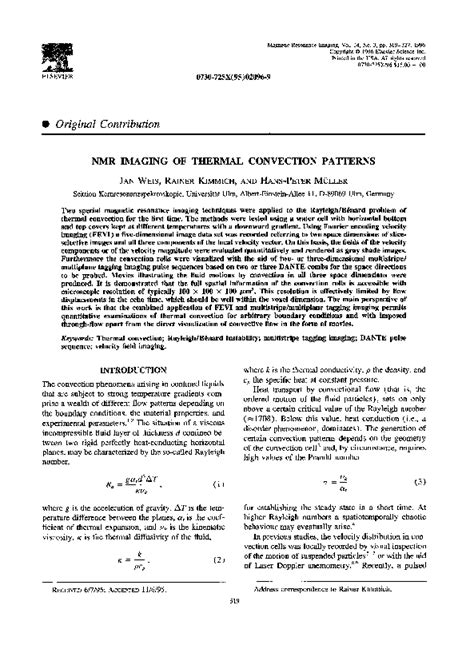 Pdf Nmr Imaging Of Thermal Convection Patterns
