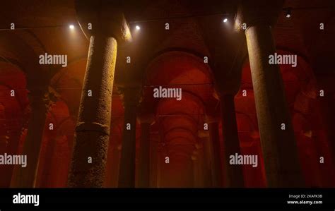 Columns And Vaults Of A Citern Byzantine Architecture Background Photo Ceiling Of A Cistern