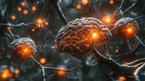Illuminated Brain Cells Neural Network Connections Stock Image Image