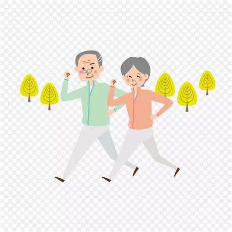 矢量卡通手绘做运动跑步的爷爷奶png图片素材下载 图片编号aqnxpgbq 免抠素材网