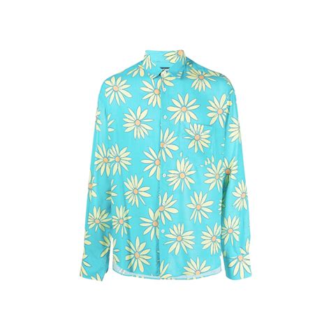 자크뮈스 라 슈미즈 사이먼 데이지 프린티드 셔츠 프린트 그린 블루 플라워 Jacquemus Kream