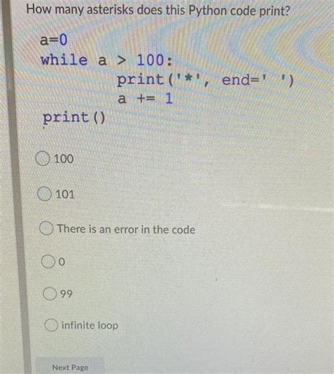 Solved How Many Asterisks Does This Python Code Print A0