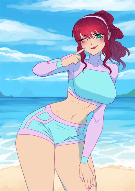 Rule 34 Beach Big Breasts Brawlhalla Eirlys Female Female Only Red Hair Scarlet Brawlhalla