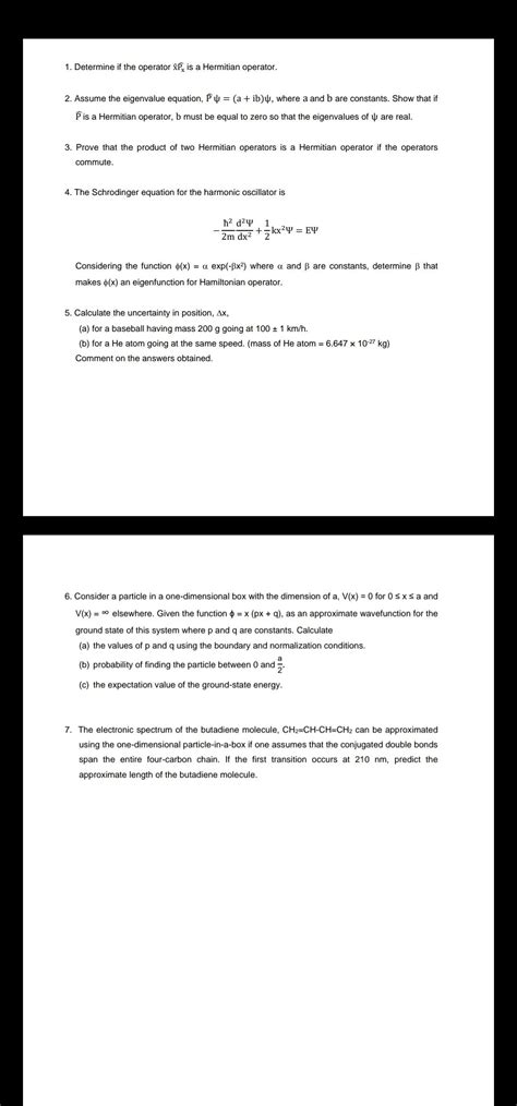 Solved 1 Determine If The Operator Andf Is A Hermitian