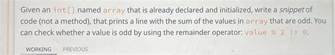 Solved Given An Int ﻿named Array That Is Already Declared