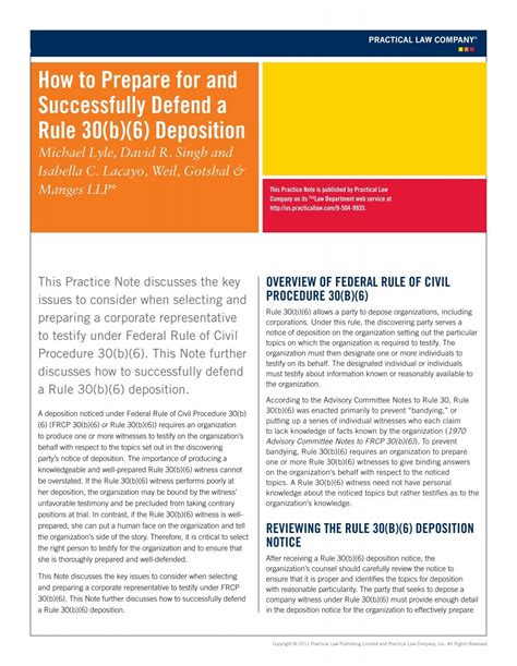 How To Prepare For And Successfully Defend A Rule 30b6 Deposition