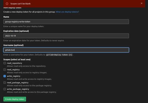 Group Deploy Token Error Scopes Cant Be Blank General Gitlab Forum