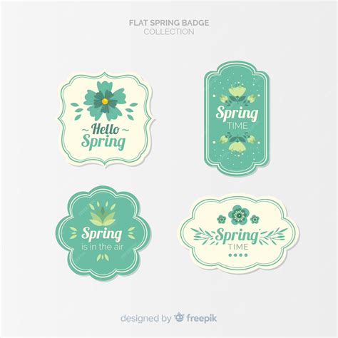 플랫 스프링 라벨 컬렉션 무료 벡터