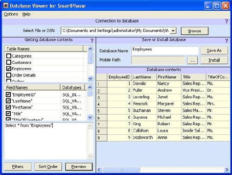 View Ms Access Oracle Ms Excel Database On Smart Phone Screenshots