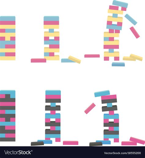 Set Jenga Wooden Block Game Royalty Free Vector Image