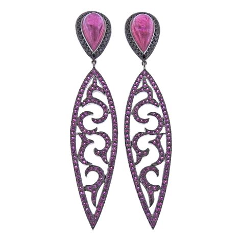 Pomellato Sabbia Gold Diamond Pink Sapphire Earrings At 1stdibs