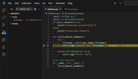 Siril Debugging Python Scripts