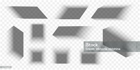 포장 상자 또는 포스터 모형 사용을 위한 그림자 효과 세트 다른 사실적인 부드러운 회색 모양 정사각형 및 직사각형 음영은 투명한 배경에 격리되어 있습니다 벡터 현실적인