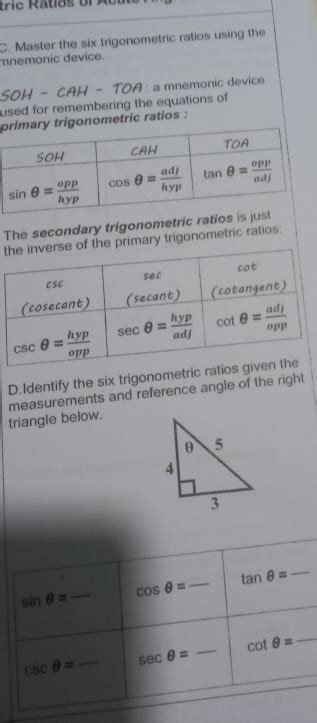 Solved Tric Ratios Orac Mnemonic Device C Master The Six Algebra Gauthmath Solved Tric Ratios Orac Mnemonic Device C Master The Six Algebra Gauthmath