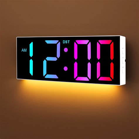Alampan 12 Large Digital Wall Clock With Remote Control Corded Rgb Led Clock With