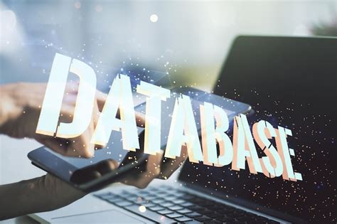 Premium Photo Double Exposure Of Database Word Sign With Finger