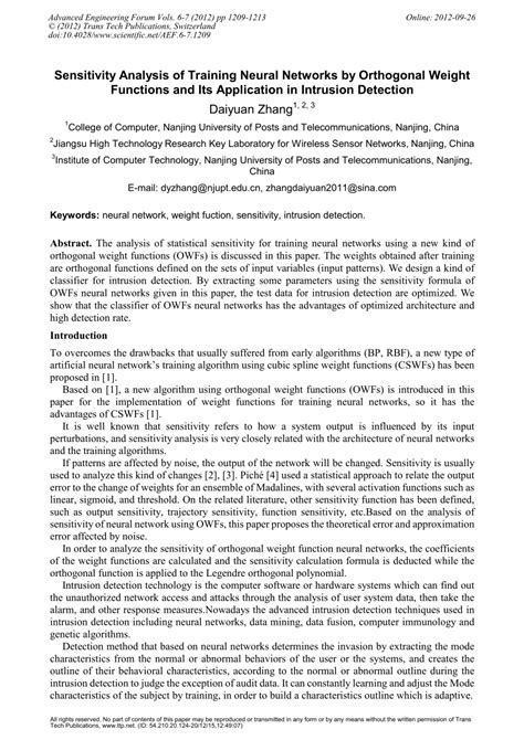 Pdf Sensitivity Analysis Of Training Neural Networks By Orthogonal
