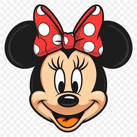 Minnie Mouse Mouse Cartoon Face With Red Polka Dot Bow Design Png